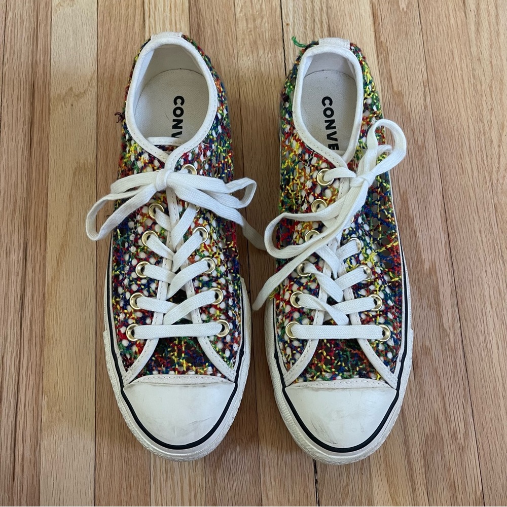 Rainbow Crochet Low Top Platform Converse Sneakers - Gem